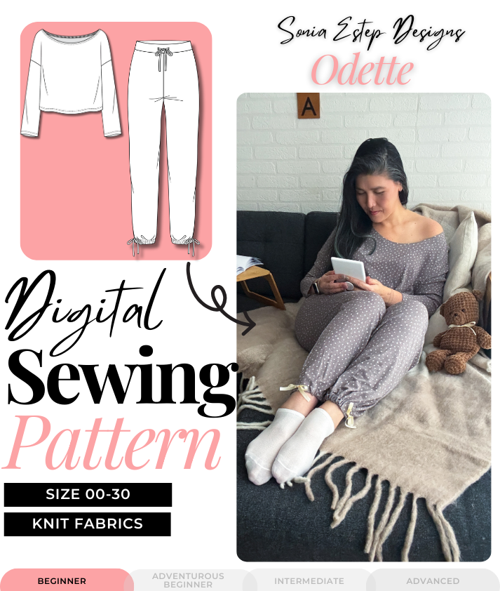 Odette PDF Sewing Pattern – Easy Lounge Set for Women – Sonia Estep Designs