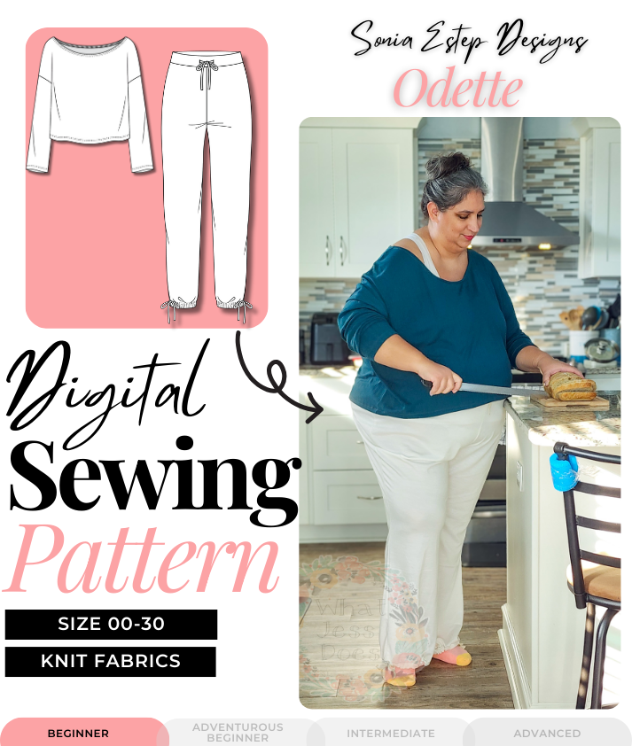Odette PDF Sewing Pattern – Easy Lounge Set for Women – Sonia Estep Designs